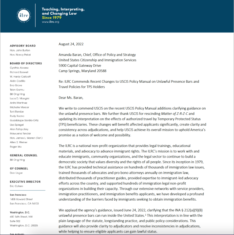ILRC Commends USCIS on the Recent USCIS Policy Manual Additions ...