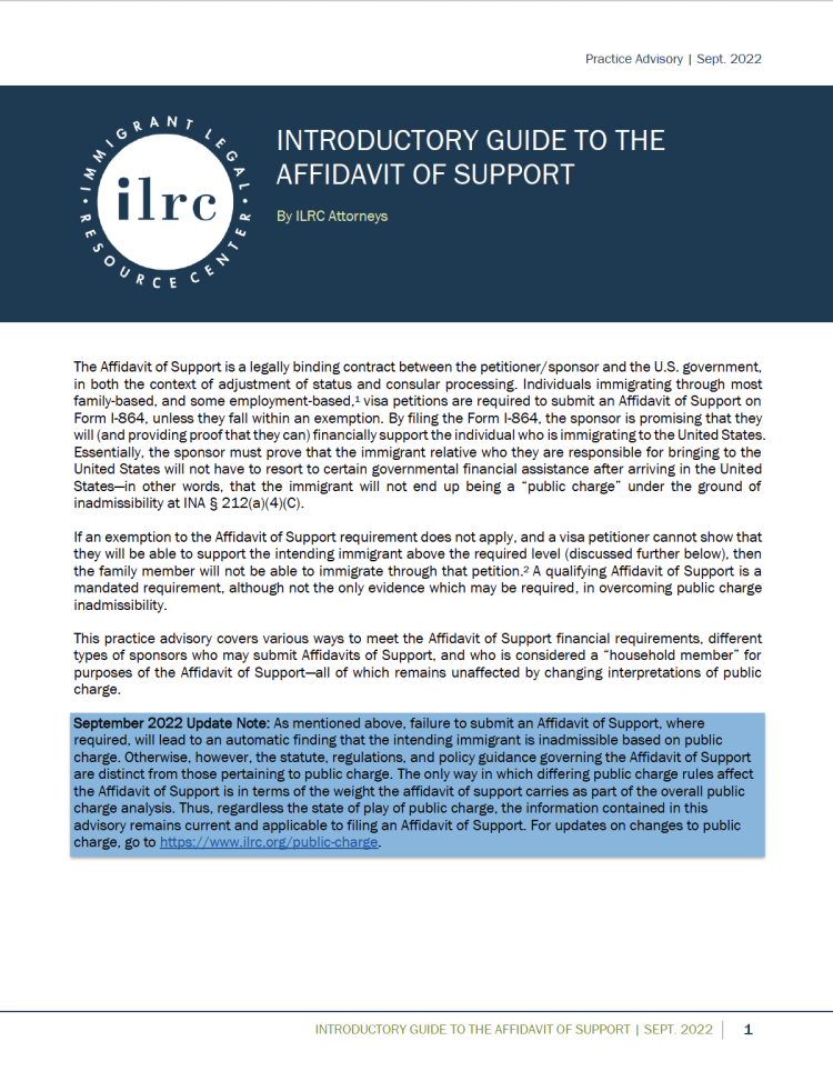 Introductory Guide to the Affidavit of Support | Immigrant Legal ...